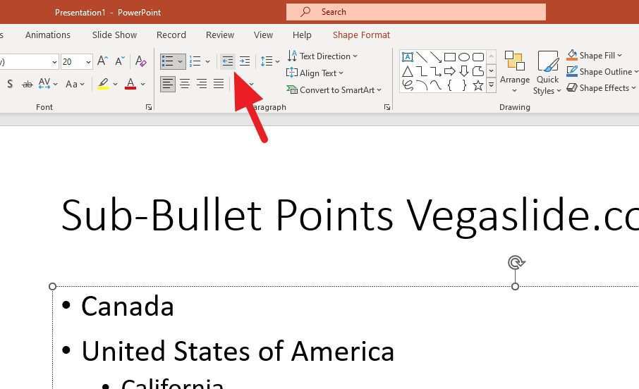 How To Add Sub Bullet Points In PowerPoint Vegaslide